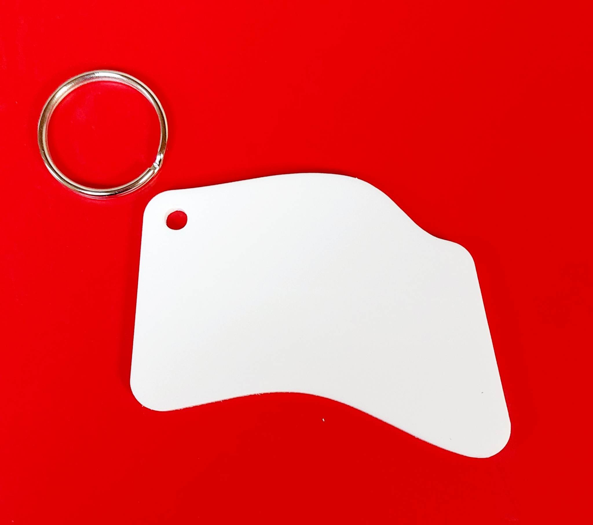 100 x White Acrylic Flag Fob Keyring (WC1753) | Woodform Crafts