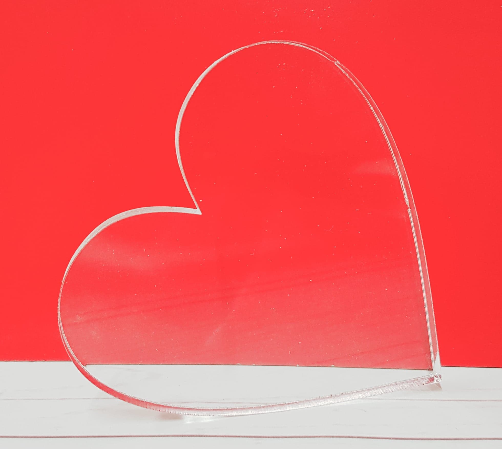 4 x 10mm Clear Acrylic Free Standing 15cm Hearts Offer | Woodform Crafts