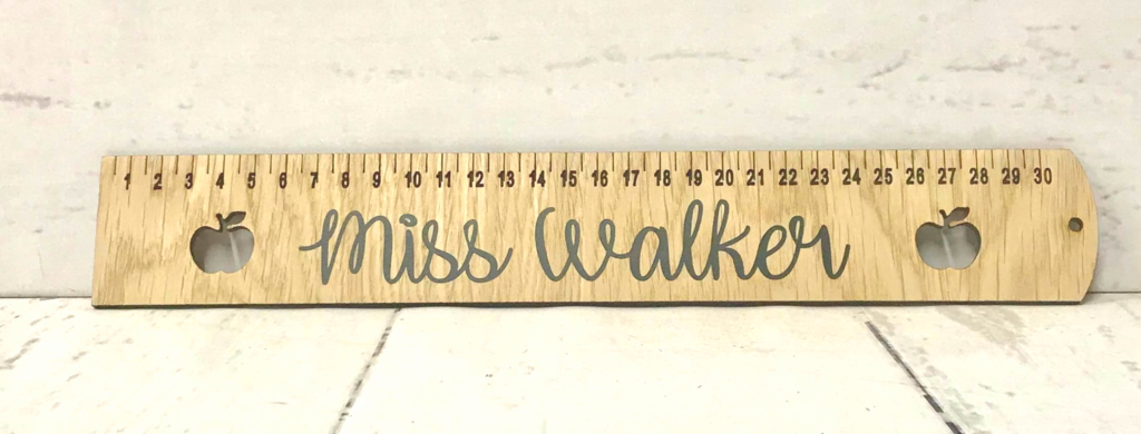 Oak Veneer 30cm Ruler With Personalised Vinyl Name (WC1233) | Woodform ...