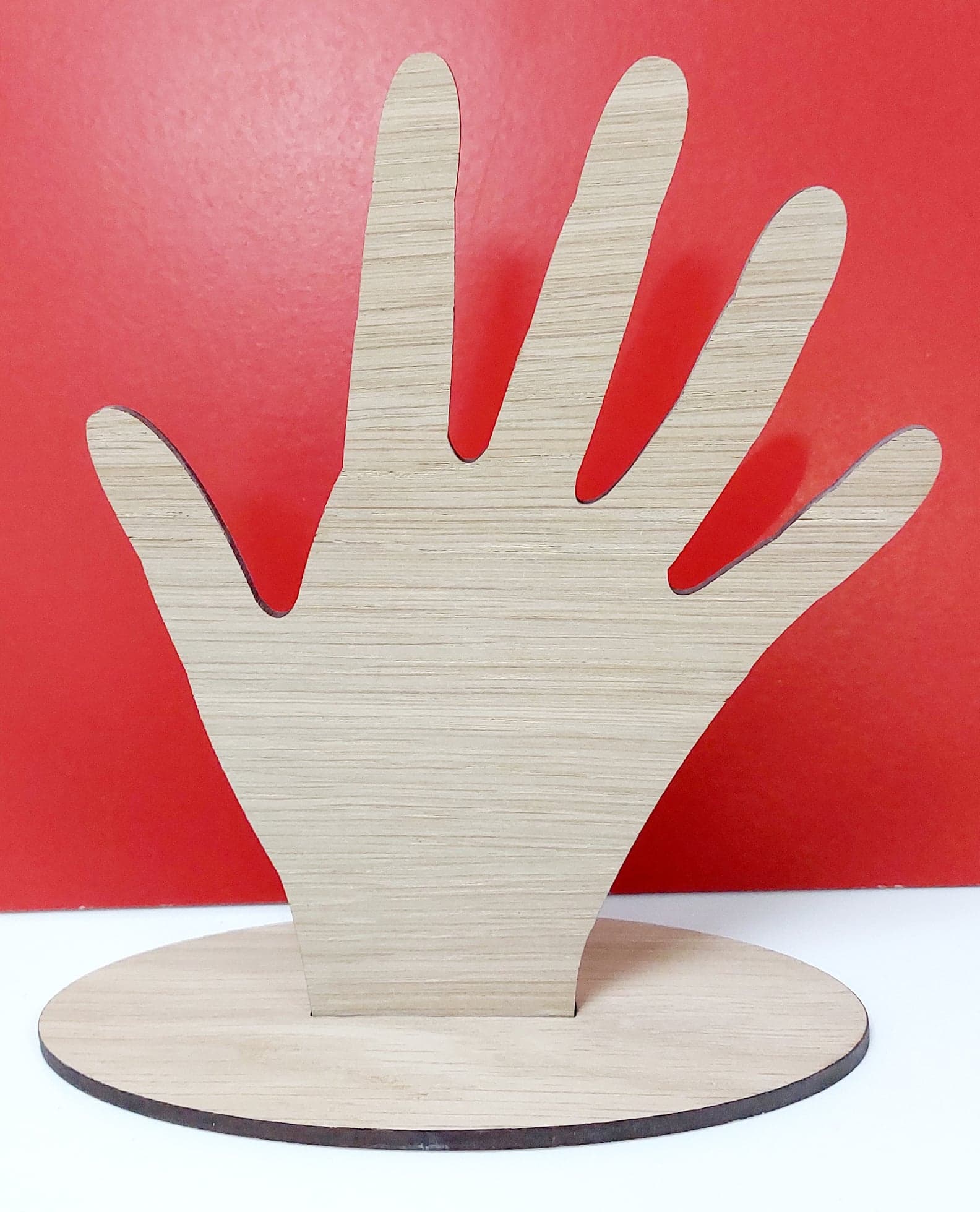 Oak Veneer Hand Ring Stand (WC1770) | Woodform Crafts