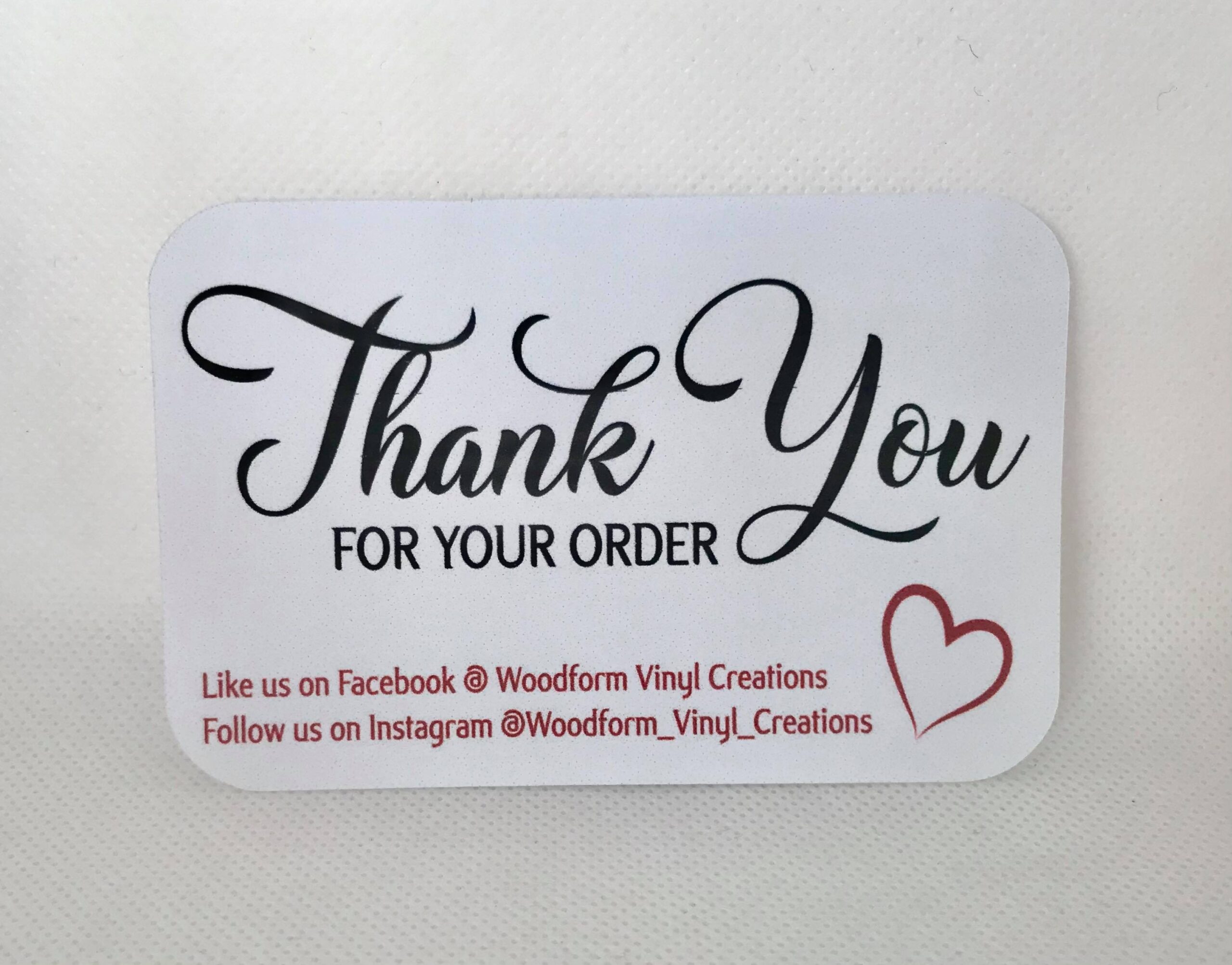 Pack of 10 Medium ‘Thank You For Your Order’ Cards | Woodform Crafts